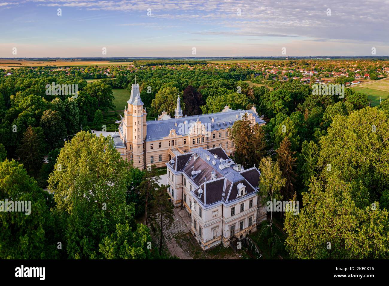 Wenckheim castle in Szabadkigyos village Hungary. German neo ...