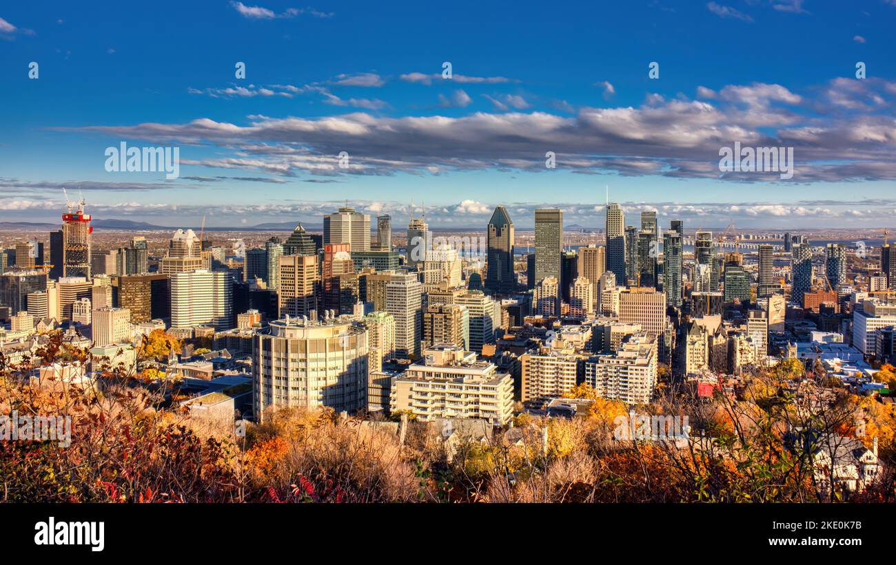 A stunning view of Montreal City from the top of Mount Royal Stock ...