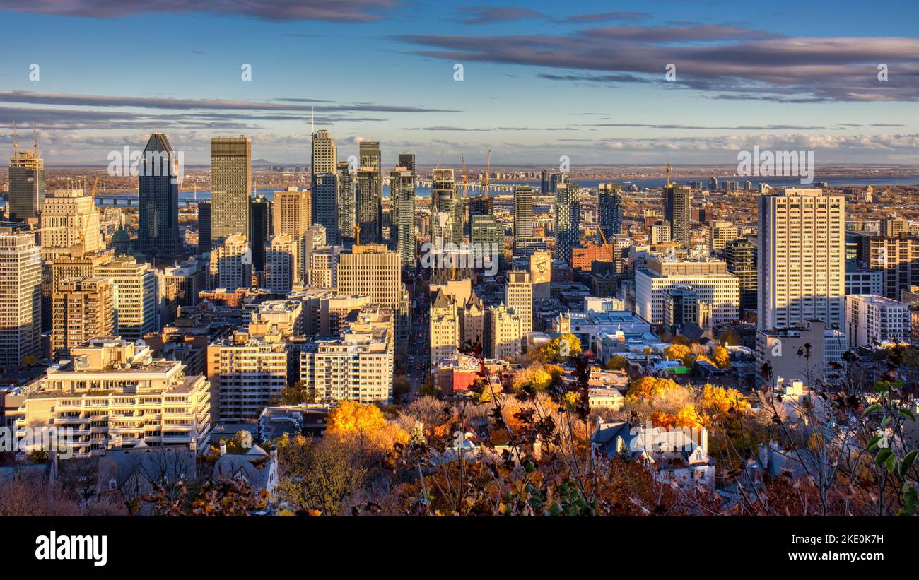 A stunning view of Montreal City from the top of Mount Royal Stock ...
