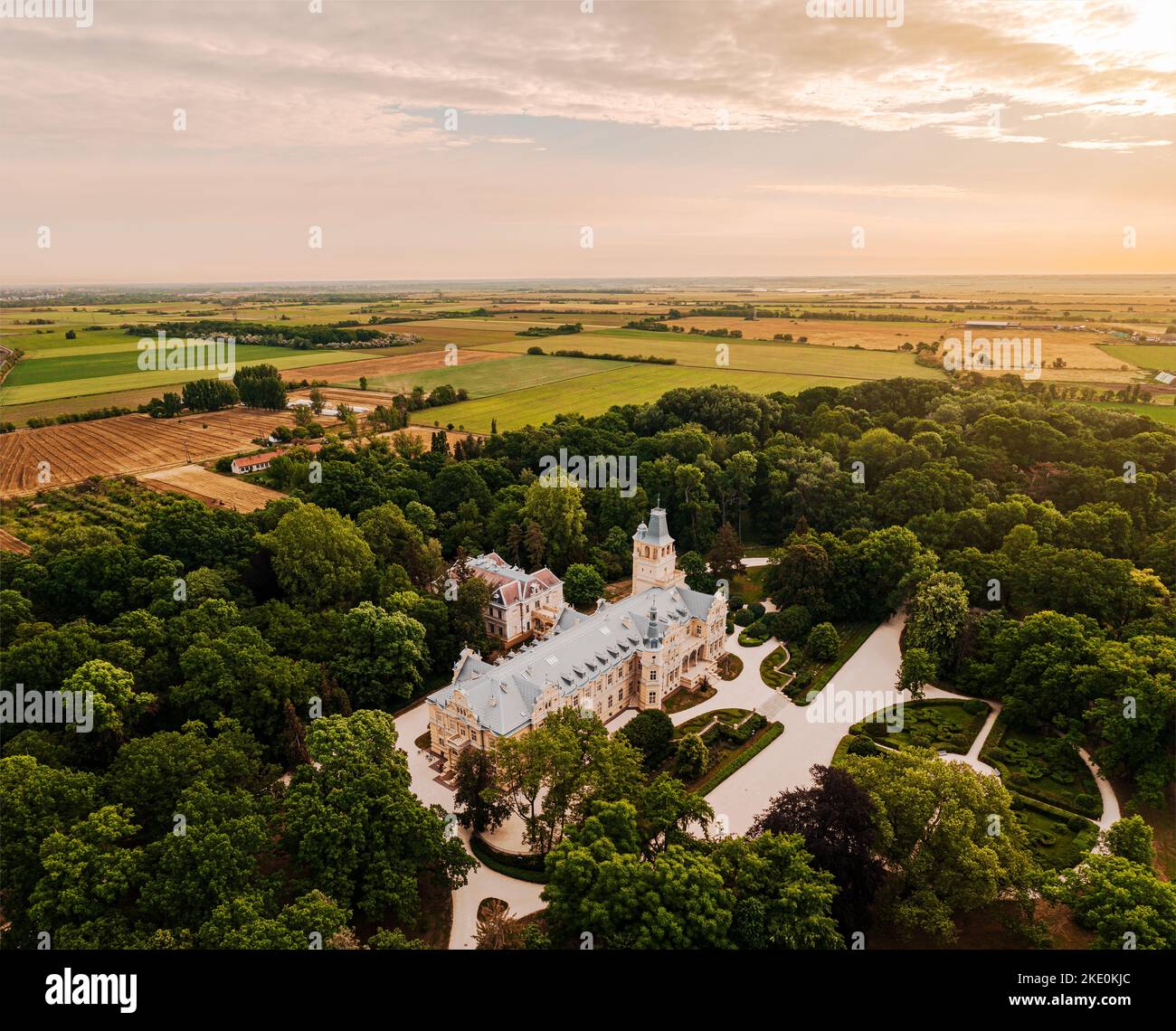 Wenckheim castle in Szabadkigyos village Hungary. German neo ...