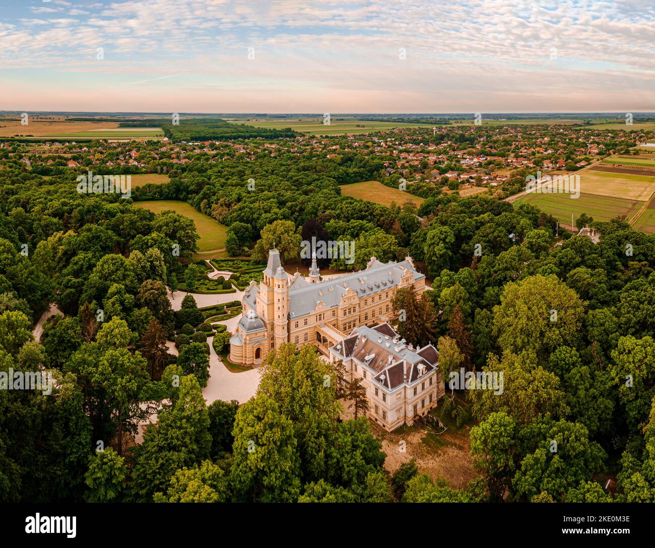 Wenckheim castle in Szabadkigyos village Hungary. German neo ...