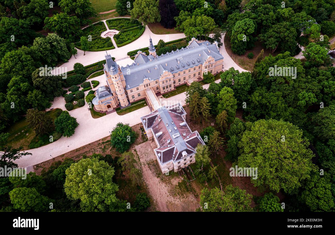 Wenckheim castle in Szabadkigyos village Hungary. German neo ...
