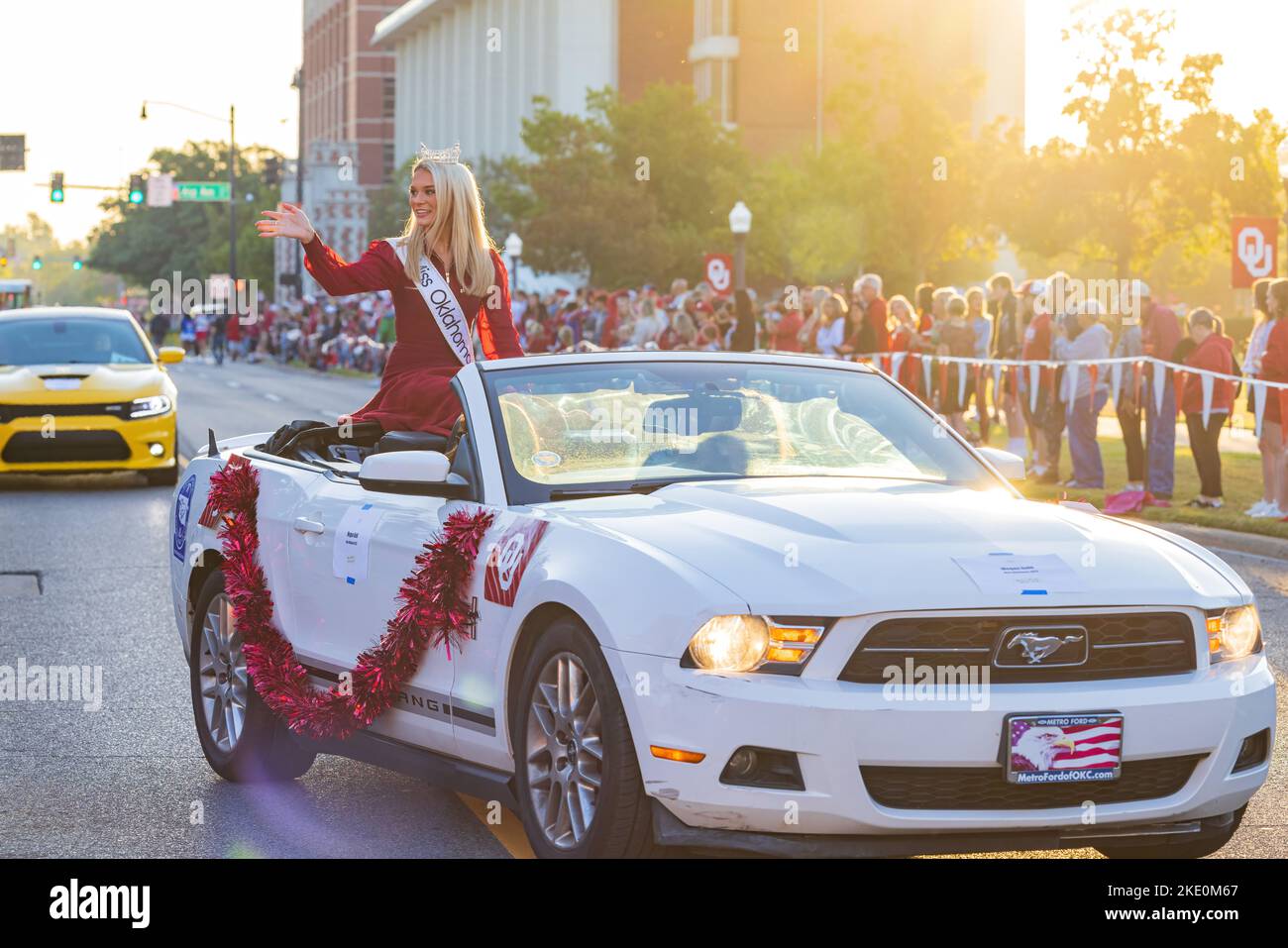 Oklahoma, OCT 15 2022 - Miss Oklahoma sitting in a car in Homecoming ...
