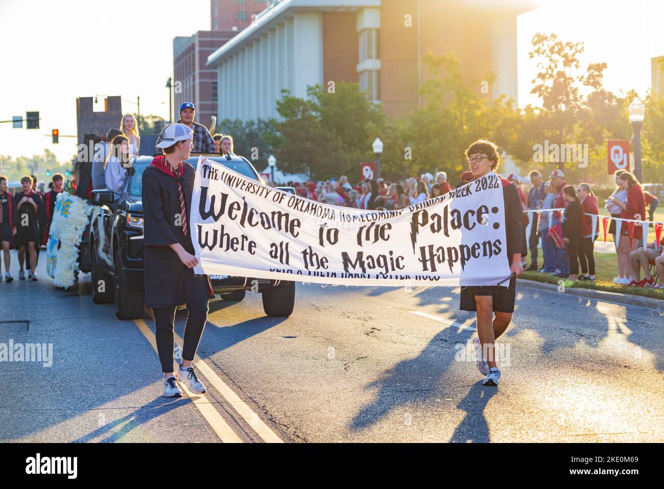Oklahoma, OCT 15 2022 - Student walking in Homecoming parade Stock ...