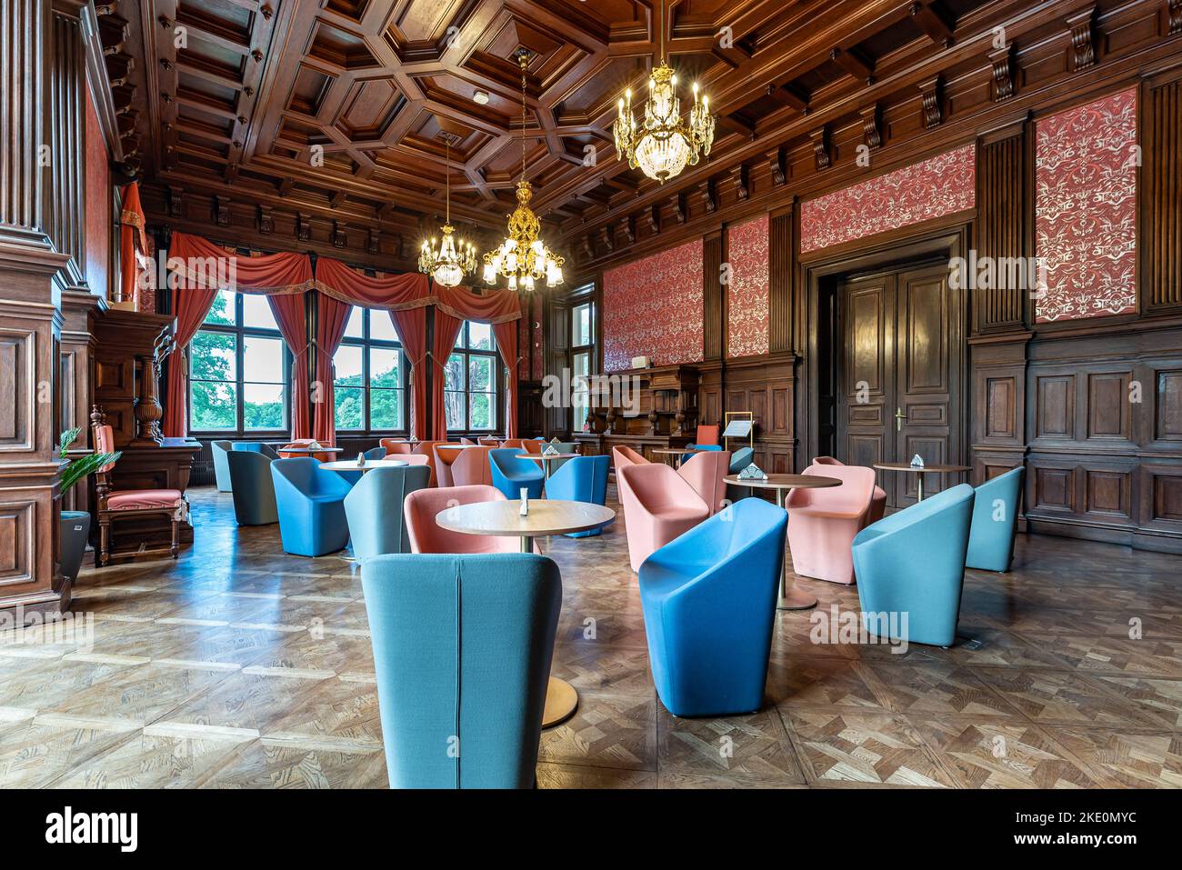 Wenckheim castle in Szabadkigyos village Hungary. German neo ...