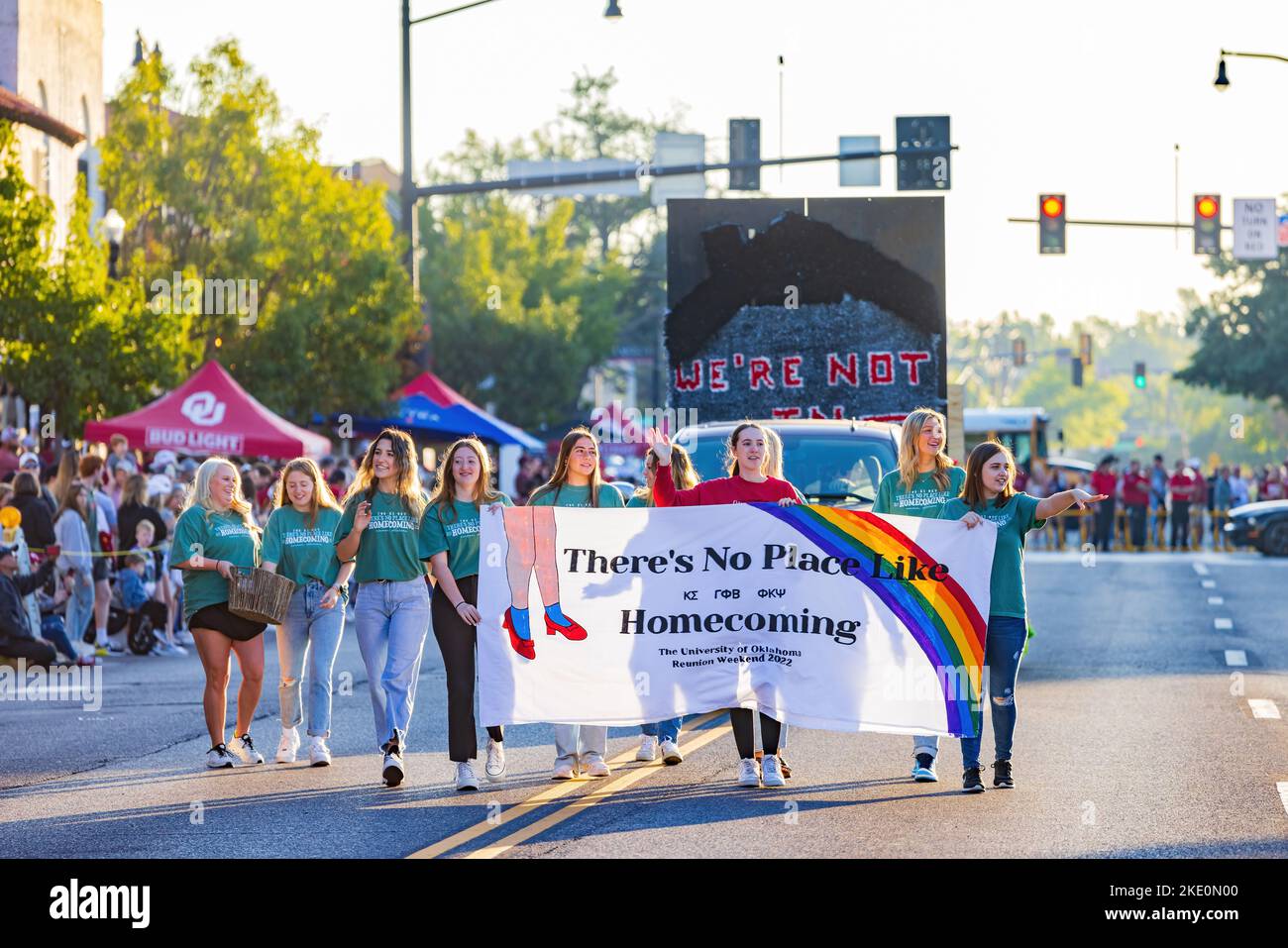 Oklahoma, OCT 15 2022 - Student walking in Homecoming parade Stock ...