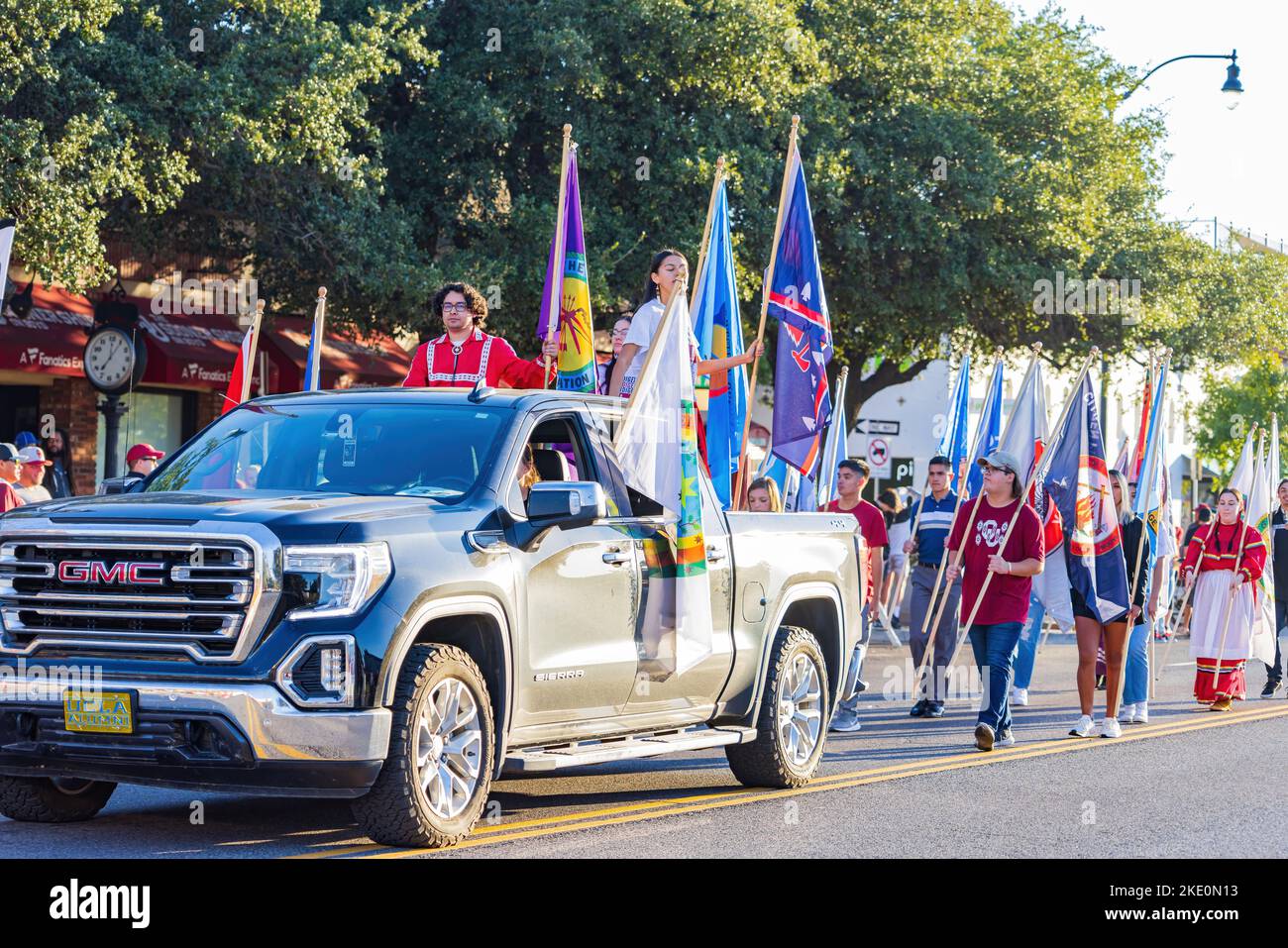 Oklahoma, OCT 15 2022 - Student walking in Homecoming parade Stock ...