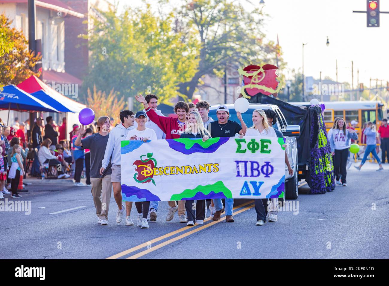 Oklahoma, OCT 15 2022 - Student walking in Homecoming parade Stock ...