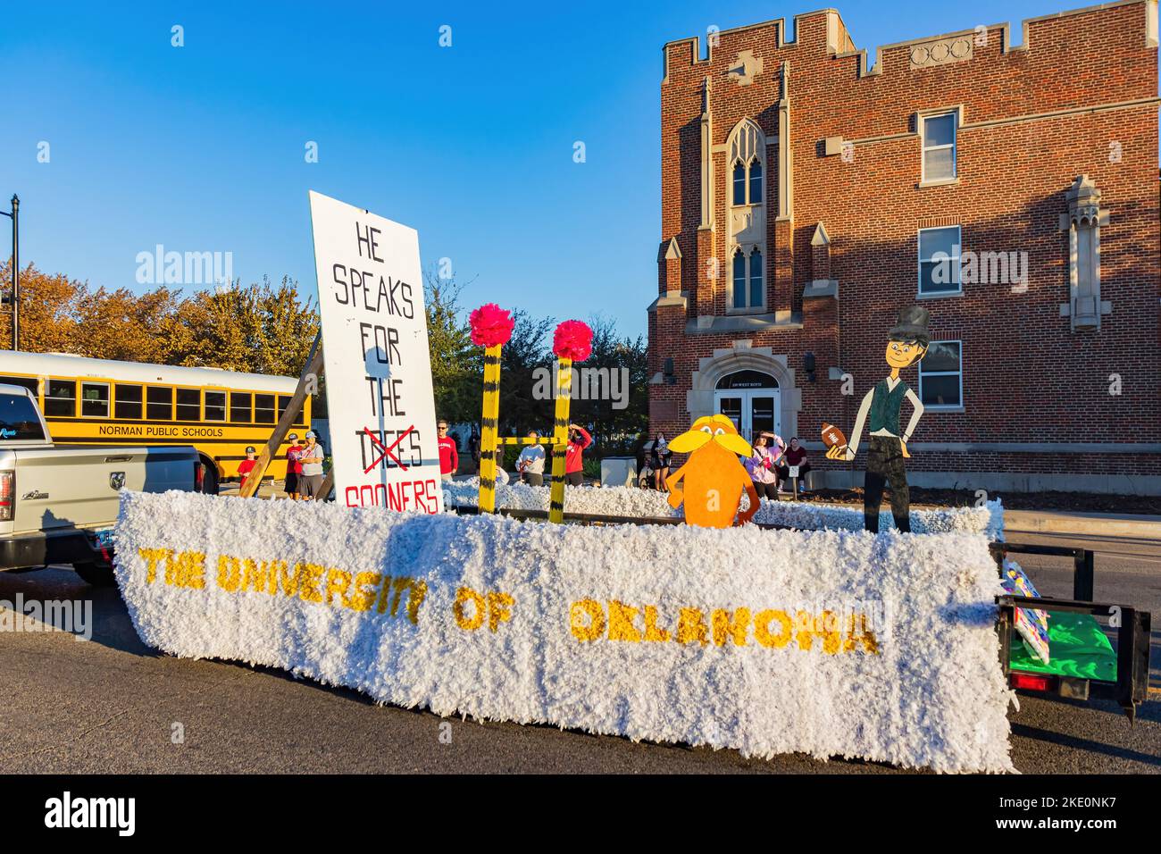 Oklahoma, OCT 15 2022 - Student walking in Homecoming parade Stock ...