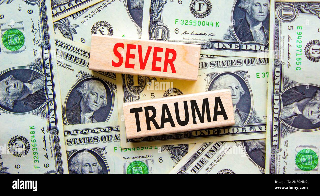 Sever trauma symbol. Concept words Sever trauma on wooden blocks ...