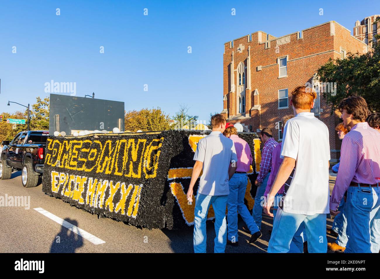 Oklahoma, OCT 15 2022 - Student walking in Homecoming parade Stock ...