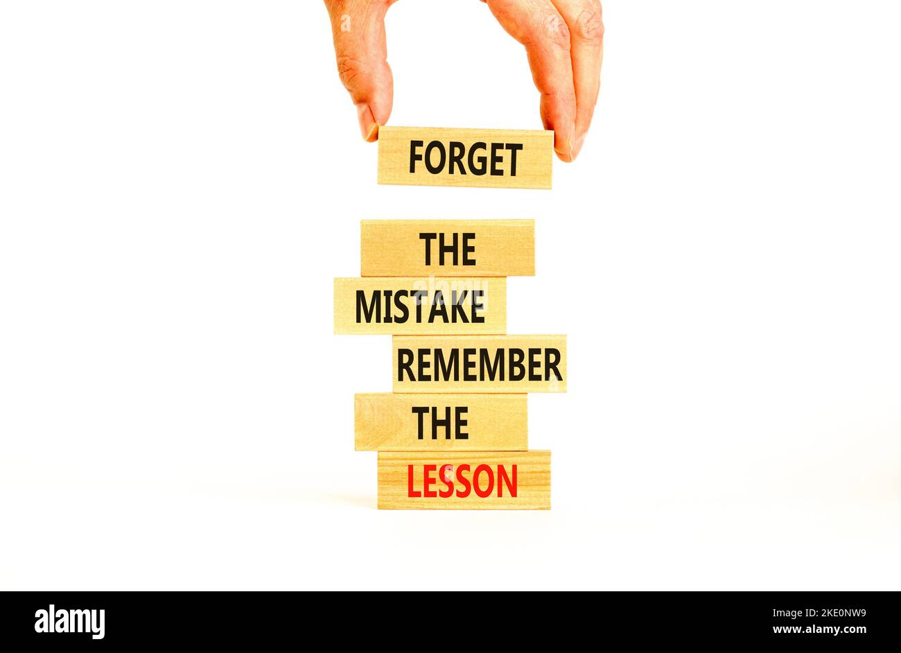 Lesson from mistake symbol. Concept words Forget the mistake remember ...