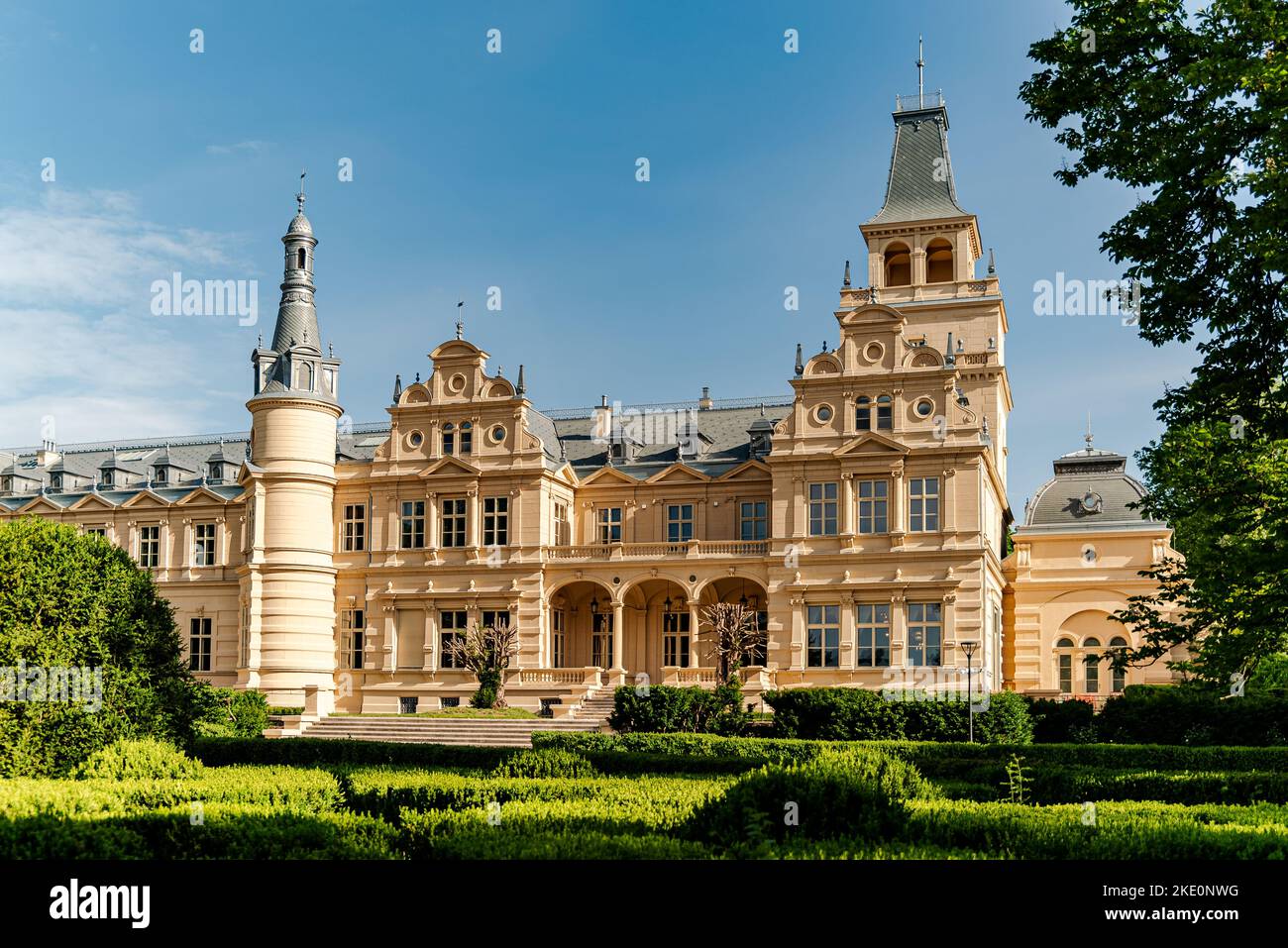 Wenckheim castle in Szabadkigyos village Hungary. German neo ...