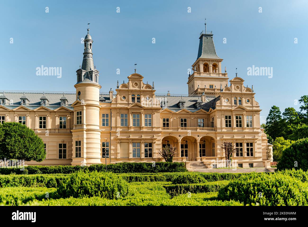 Wenckheim castle in Szabadkigyos village Hungary. German neo ...