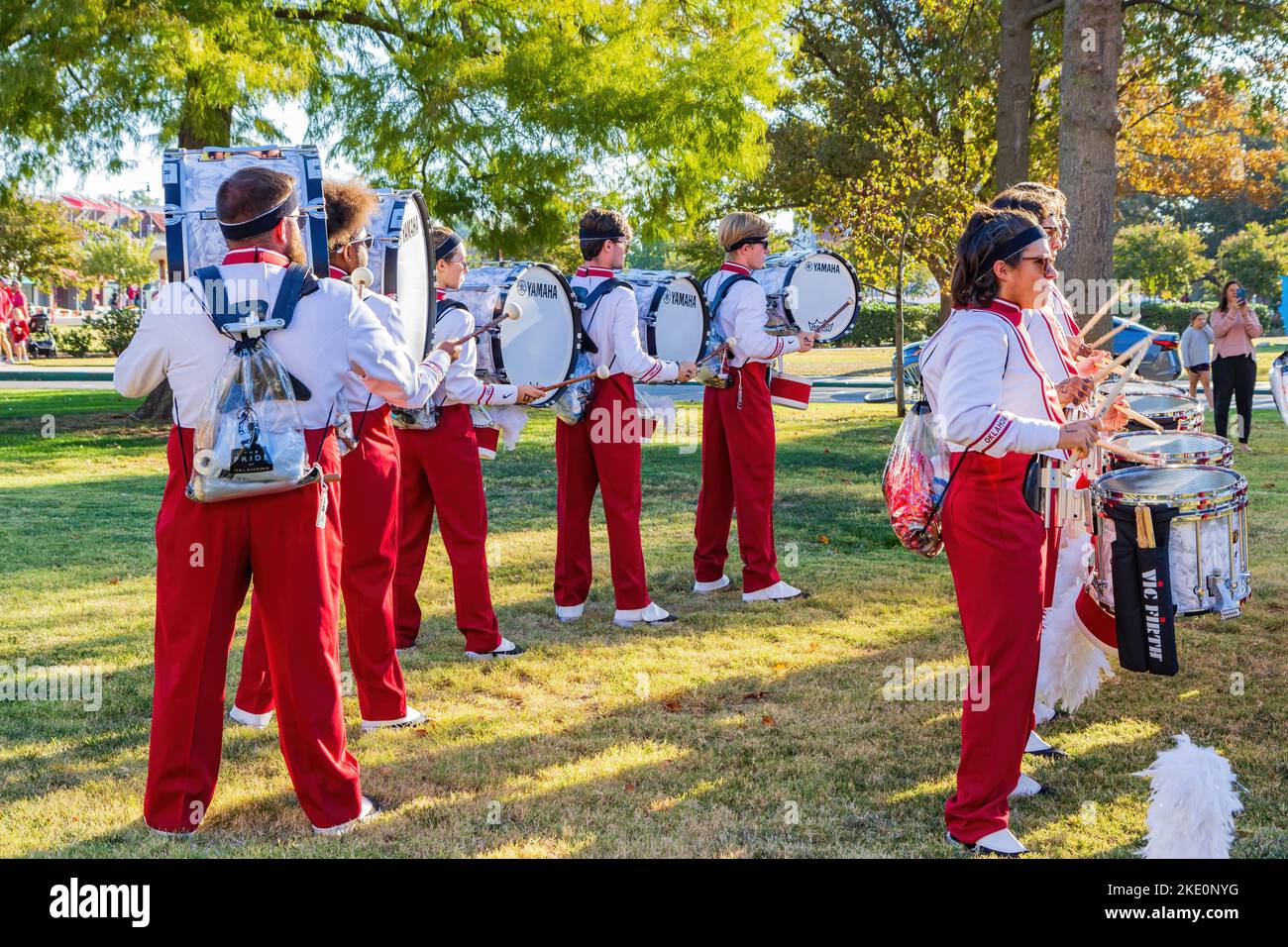 Oklahoma, OCT 15 2022 - Sunny view of student Marching Band parctice ...