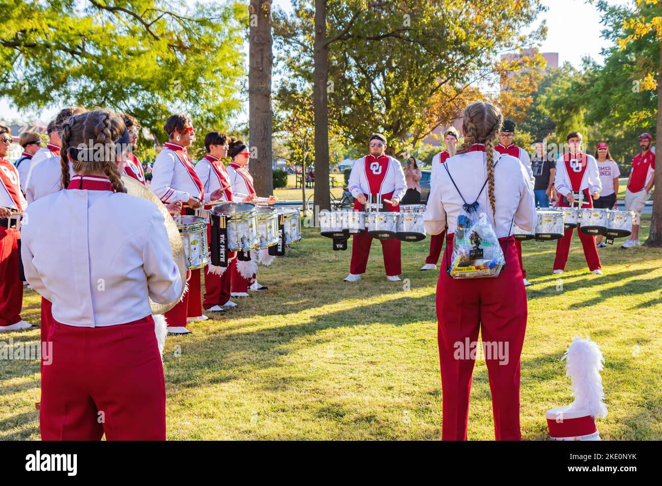 Oklahoma, OCT 15 2022 - Sunny view of student Marching Band parctice ...