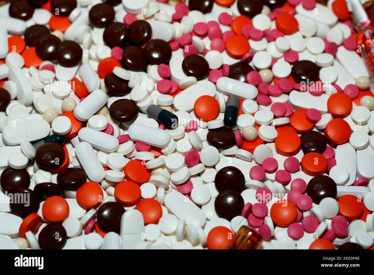 Cairo, Egypt, October 29 2022: pile of different medical tablets, pills ...