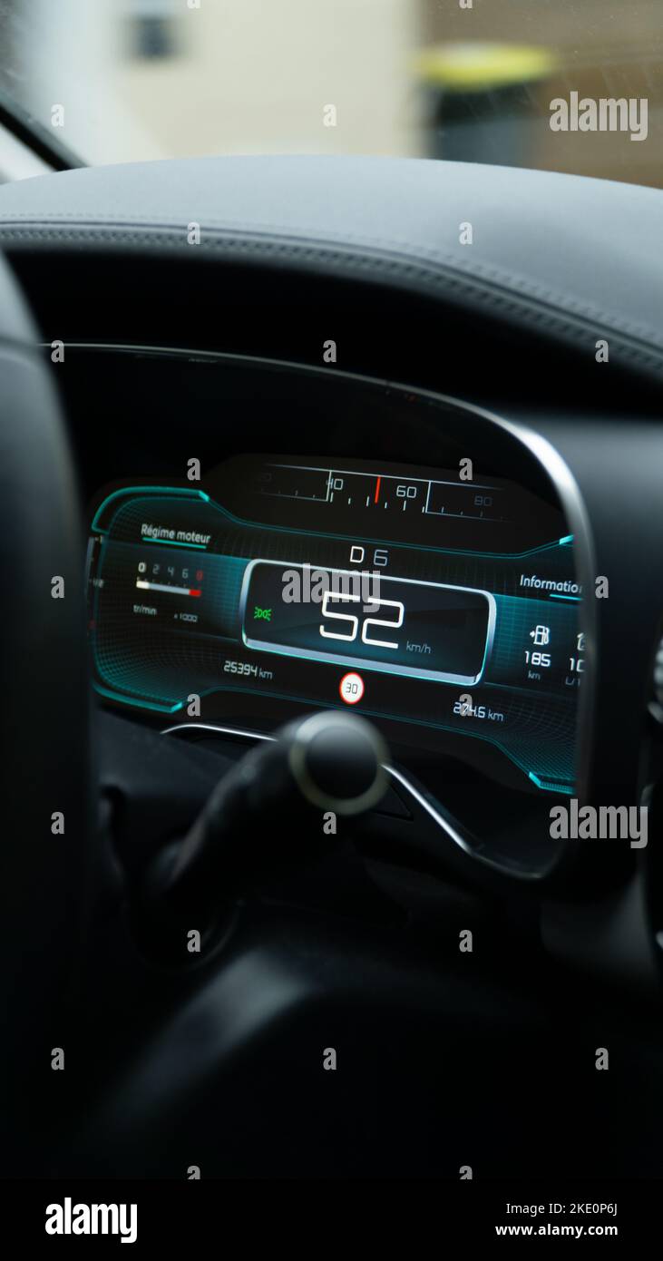 A vertical shot of the speedometer of a modern car Stock Photo - Alamy