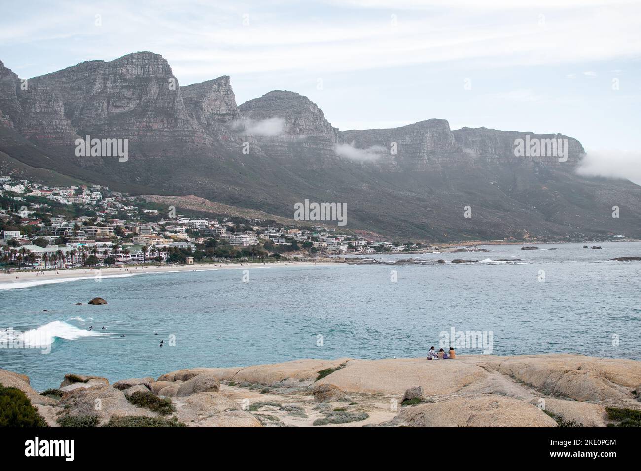 A beautiful scenery of Camps Bay Beach with residential houses in Cape ...