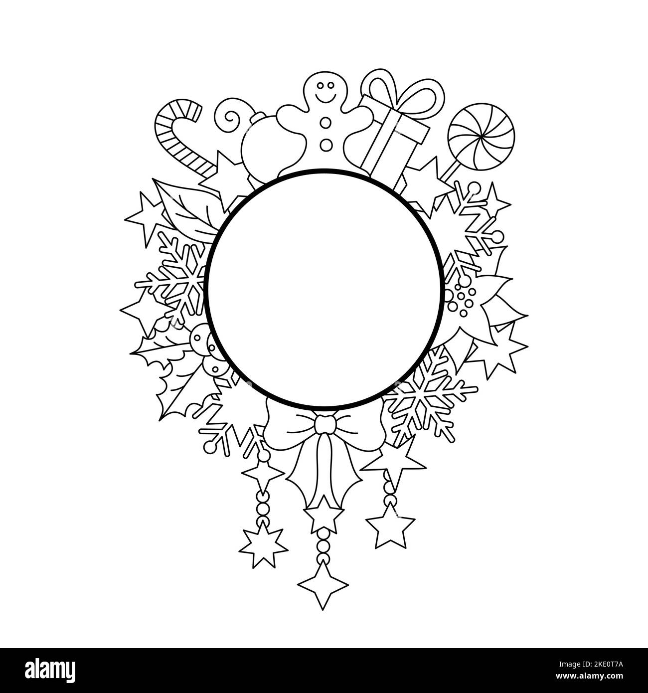 Frame Christmas elements in a line art style Stock Vector Image & Art ...