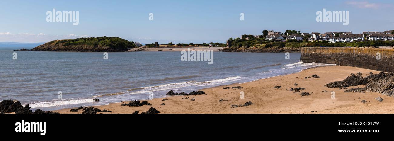 Panarama of the old harbour at Barry Island including sea wall, taken ...