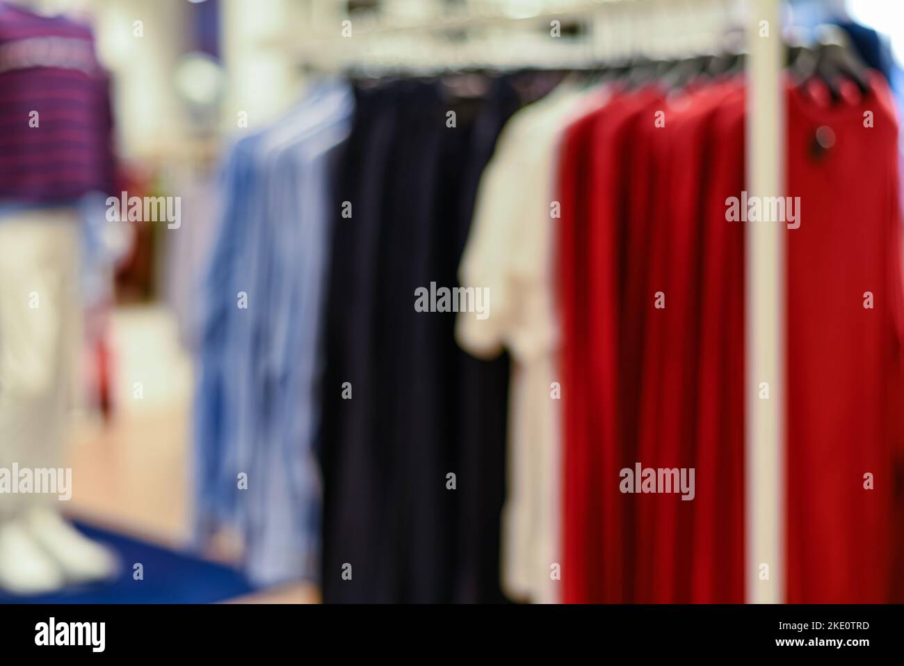 blur of fashion clothes shop interior in shopping mall. wardrobe Stock ...