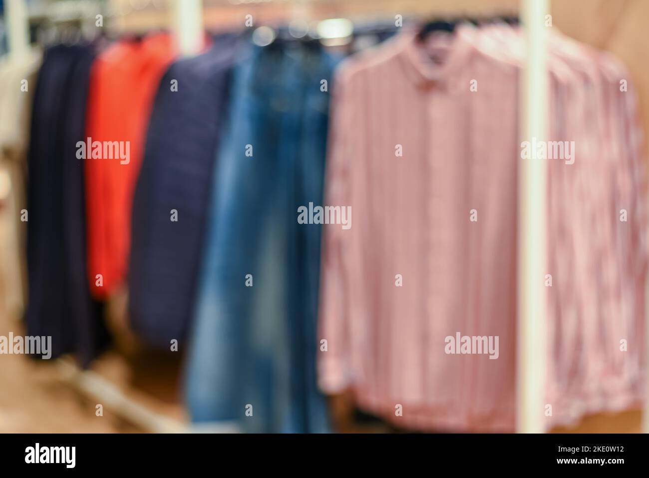 blur of fashion clothes shop interior in shopping mall. wardrobe Stock ...