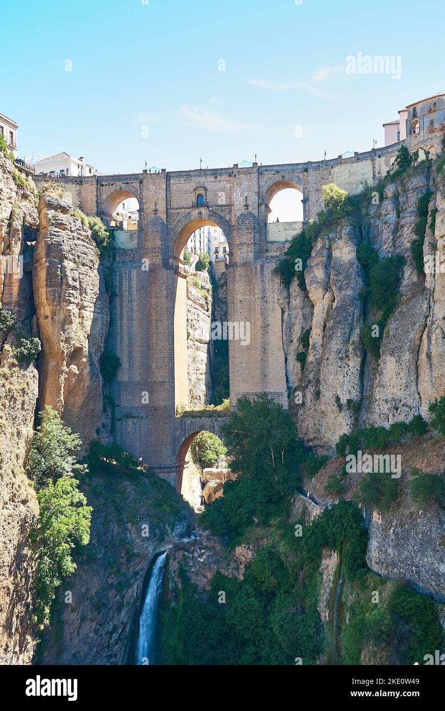 the old and ancient bridge of Ronda in Andalusia Spain is popular ...