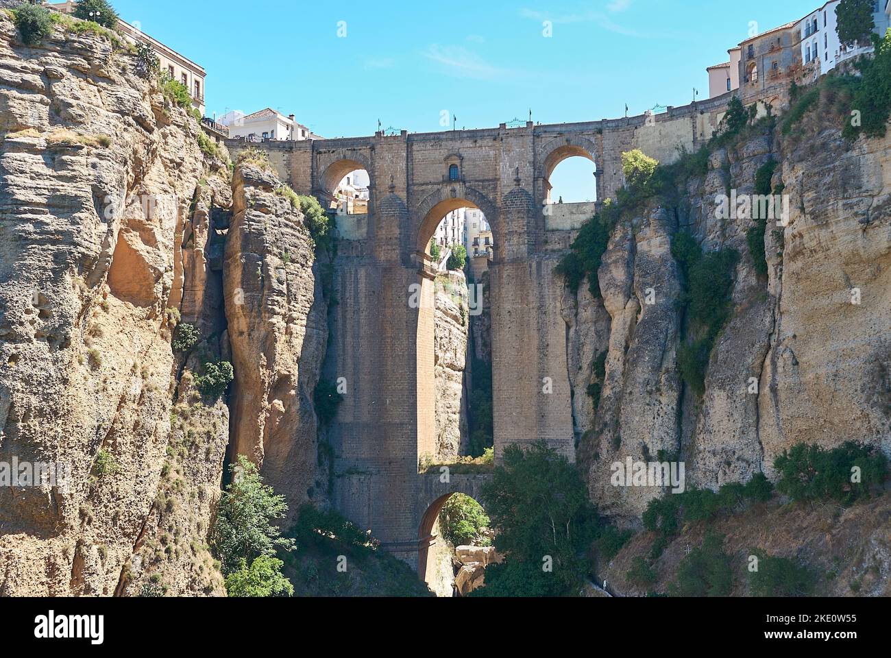 the old and ancient bridge of Ronda in Andalusia Spain is popular ...