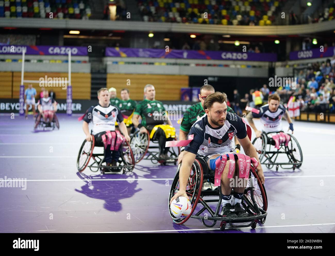 England's Joe Coyd scores a try during the Wheelchair Rugby League ...