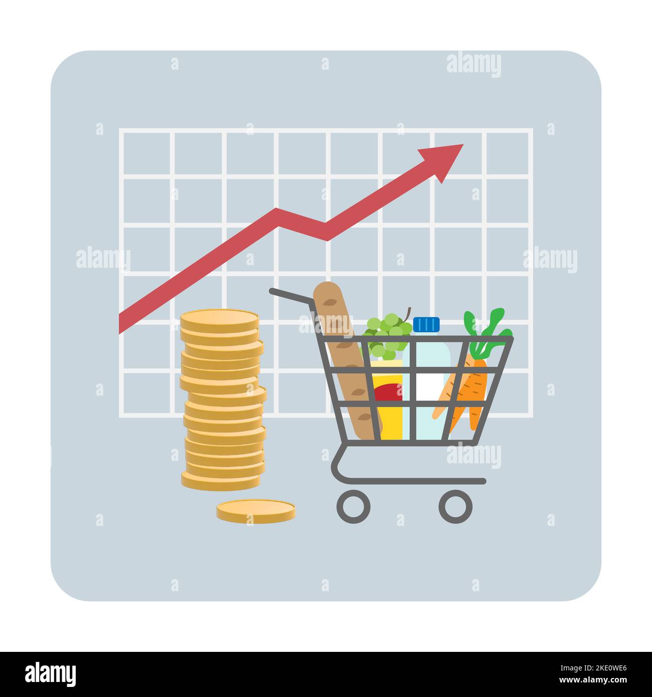Rising food prices infographics with grocery shopping cart Stock Vector ...