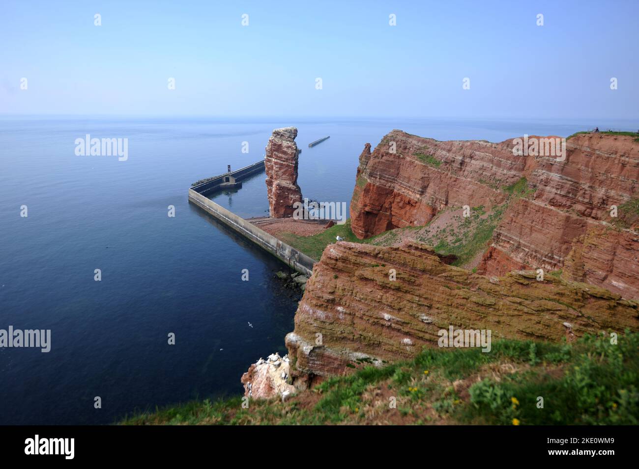 Idyllic view of rock formation Lange Anna by seascape. Scenic Helgoland ...