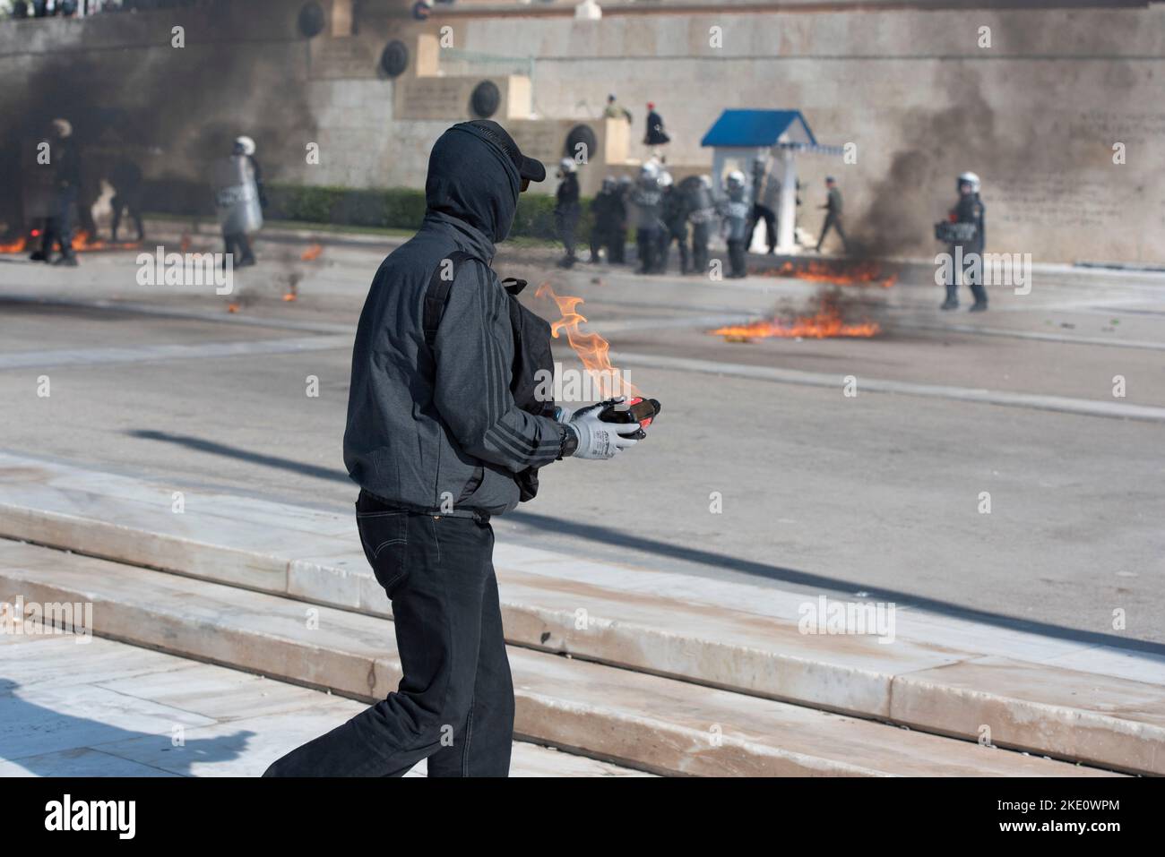 Athens, Greece. 9th Nov, 2022. Anarchists hurl petrol bombs to riot ...
