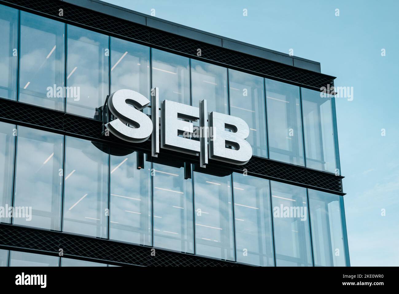 SEB bank logo on modern SEB bank office building on 09 November 2022 in ...
