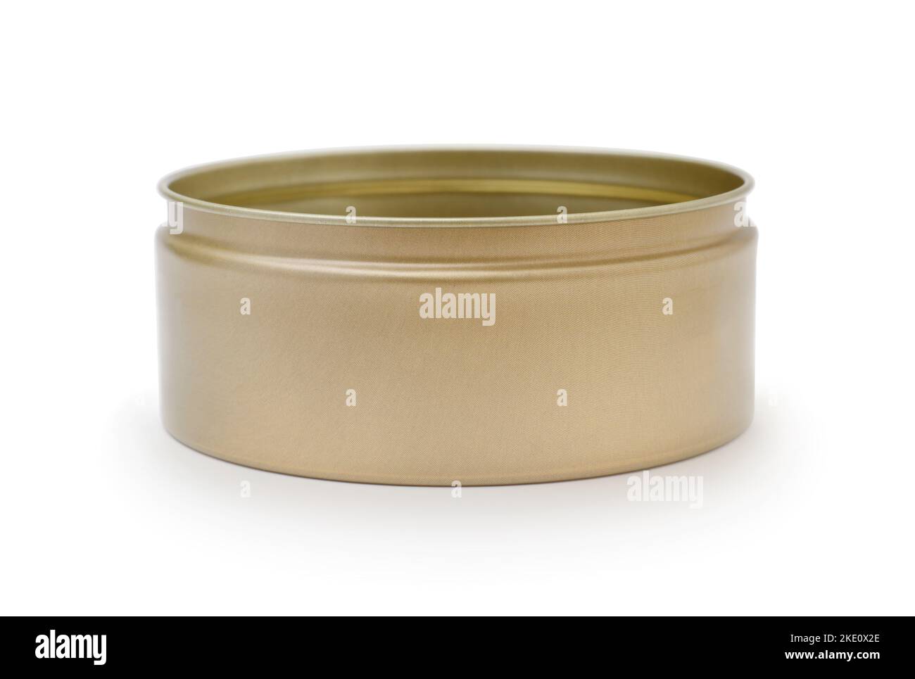 Empty open tin can isolated on white Stock Photo - Alamy
