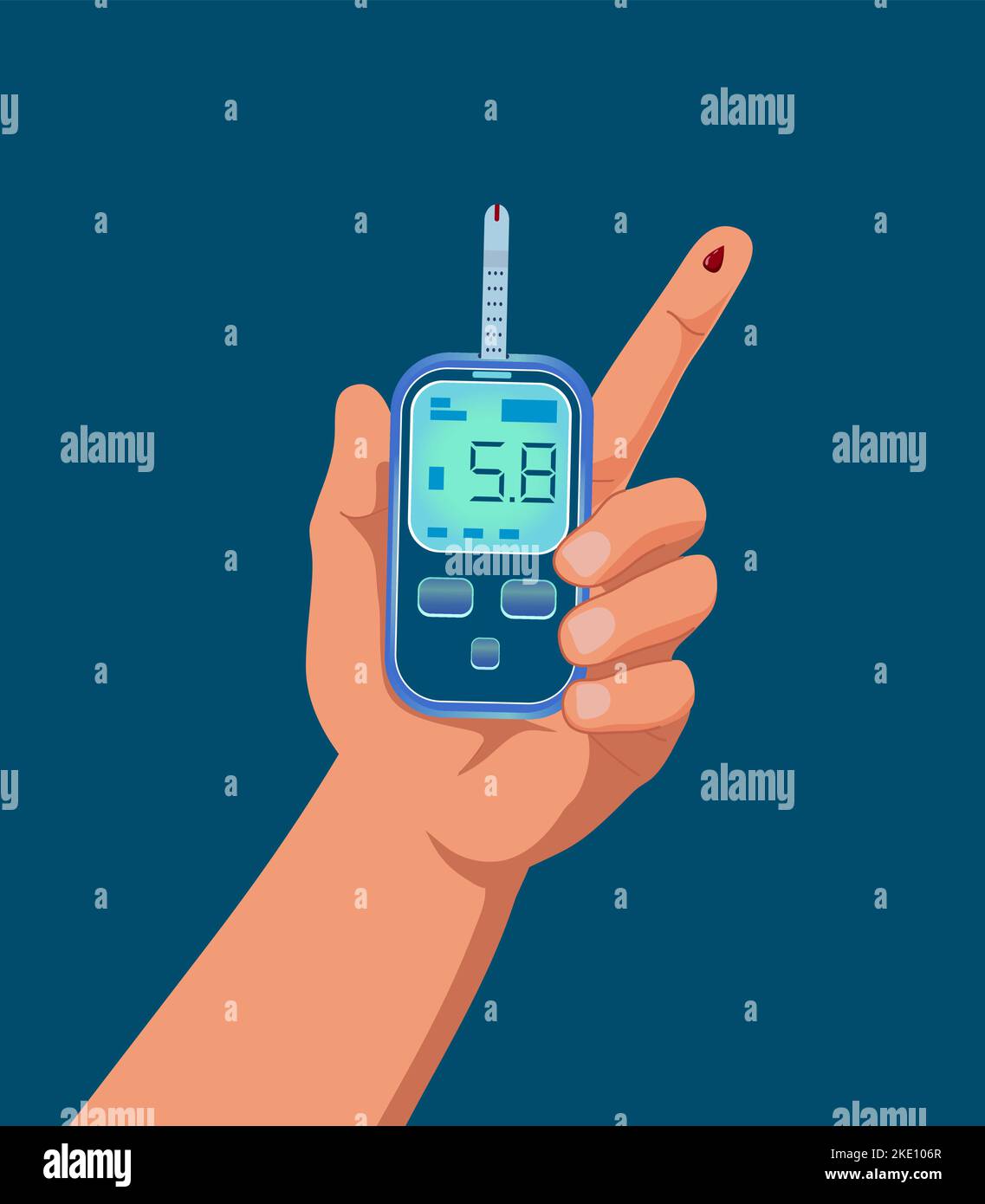 Hand holding a glucometer, ready analysis reading Stock Vector Image ...