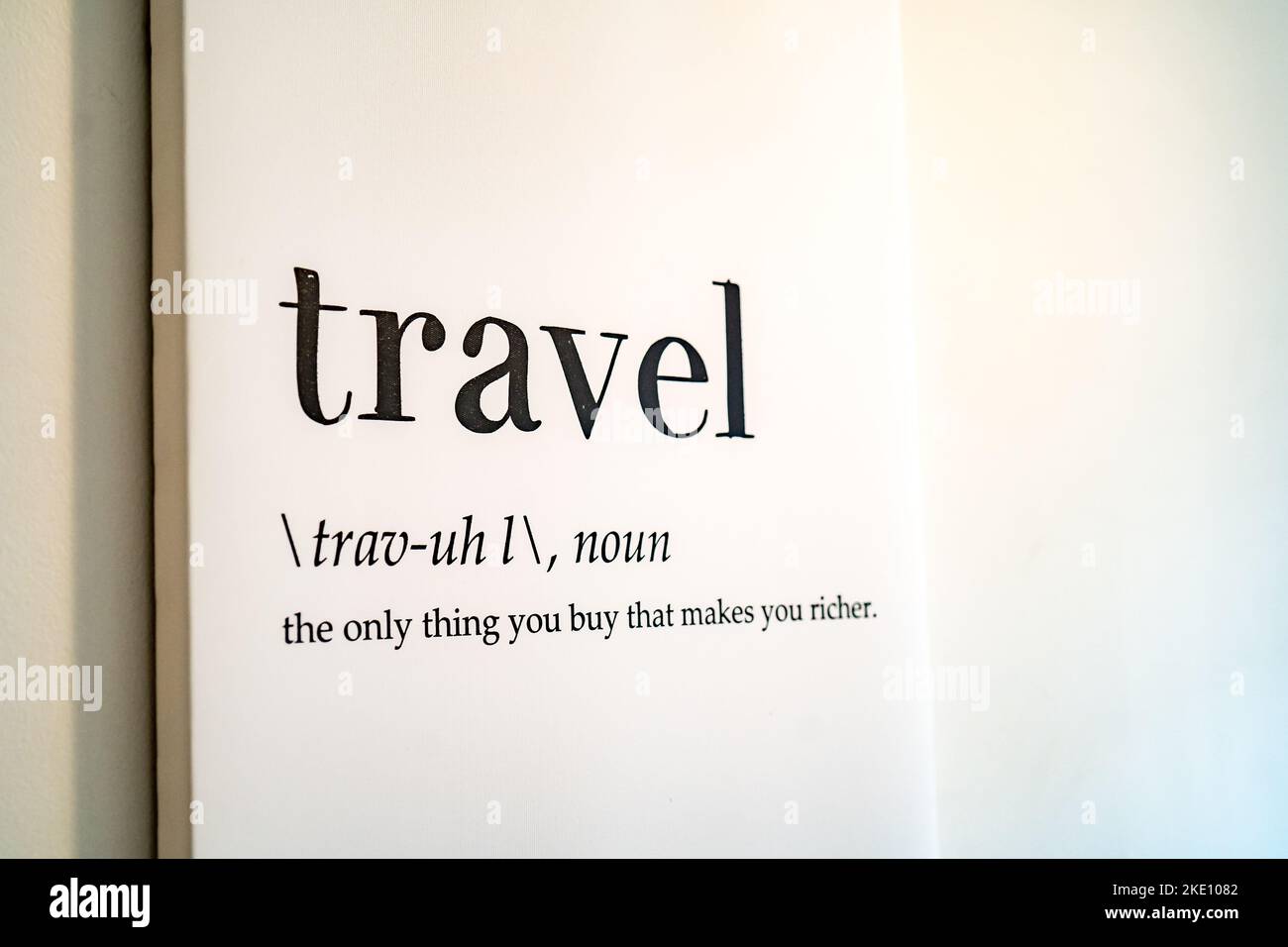 The word "travel" definition on a white background Stock Photo - Alamy