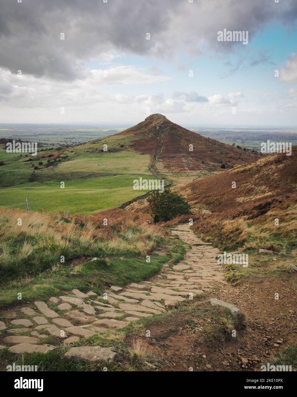 View from footpath of ascent to summit of Roseberry Topping, North York ...