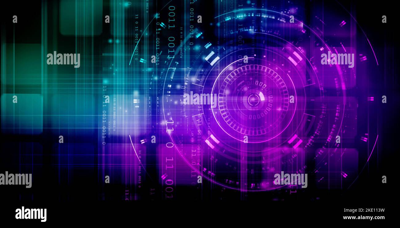 2d illustration Abstract futuristic electronic circuit technology ...