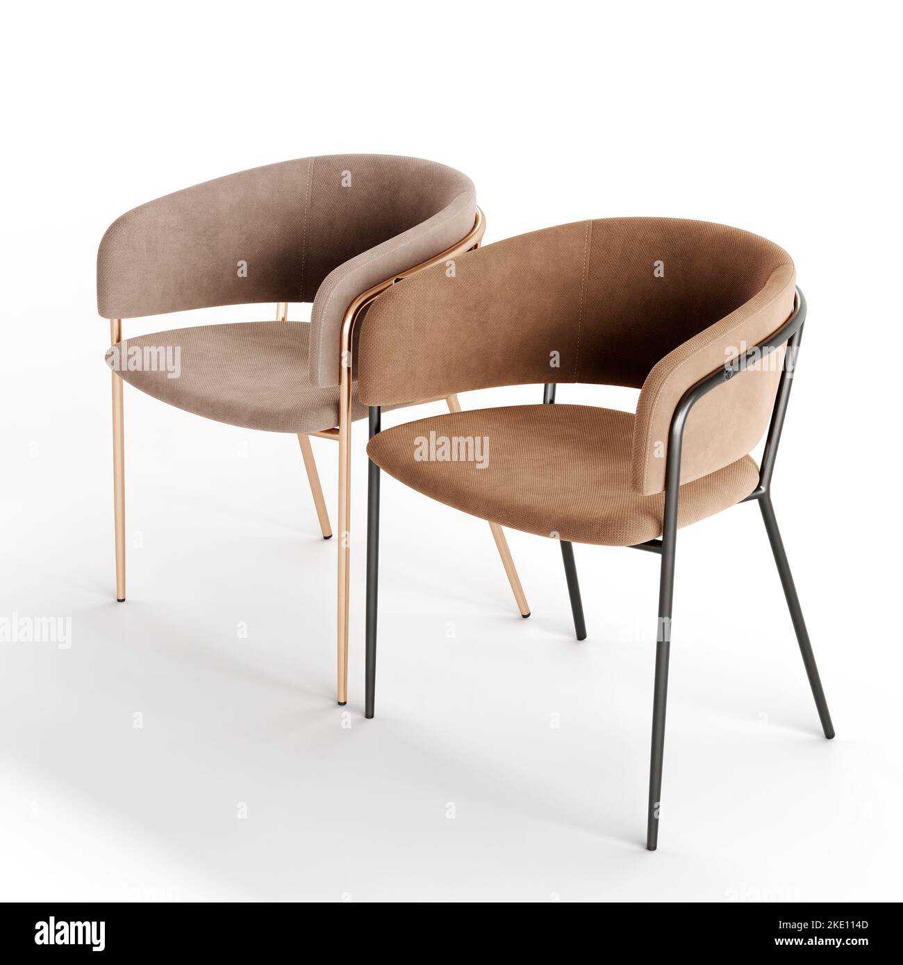 A 3D render of two brown soft seats isolated on a white background ...