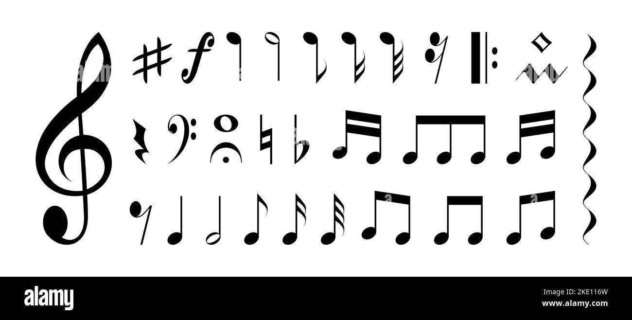 Music notes. Musical song melody tune clef icons, symphony sound tone ...