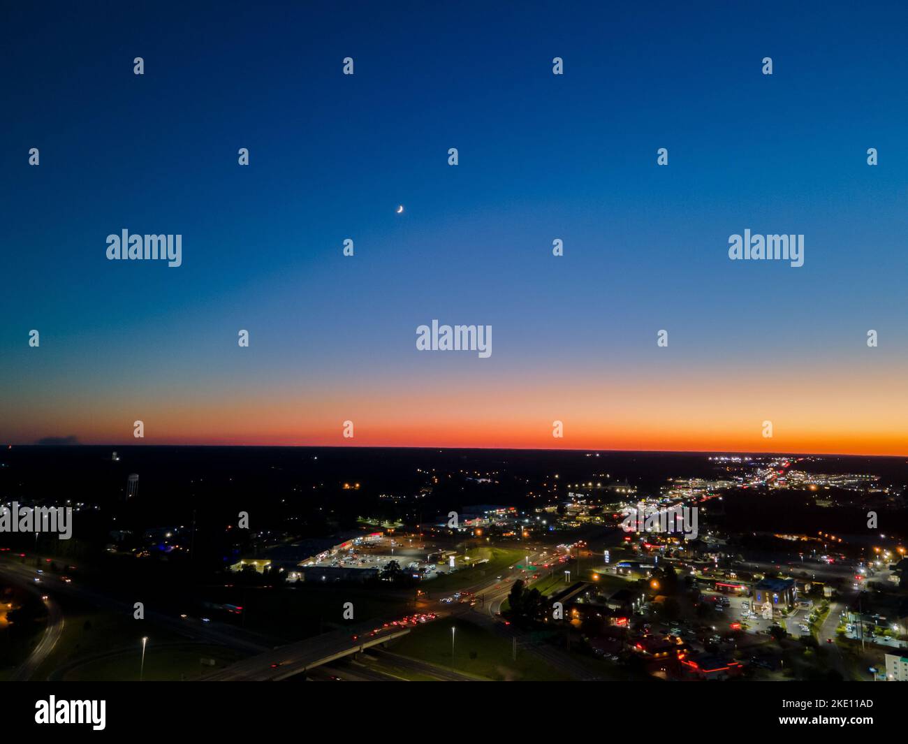 A dramatic scenery of late evening sunset in the city of Hattiesburg ...