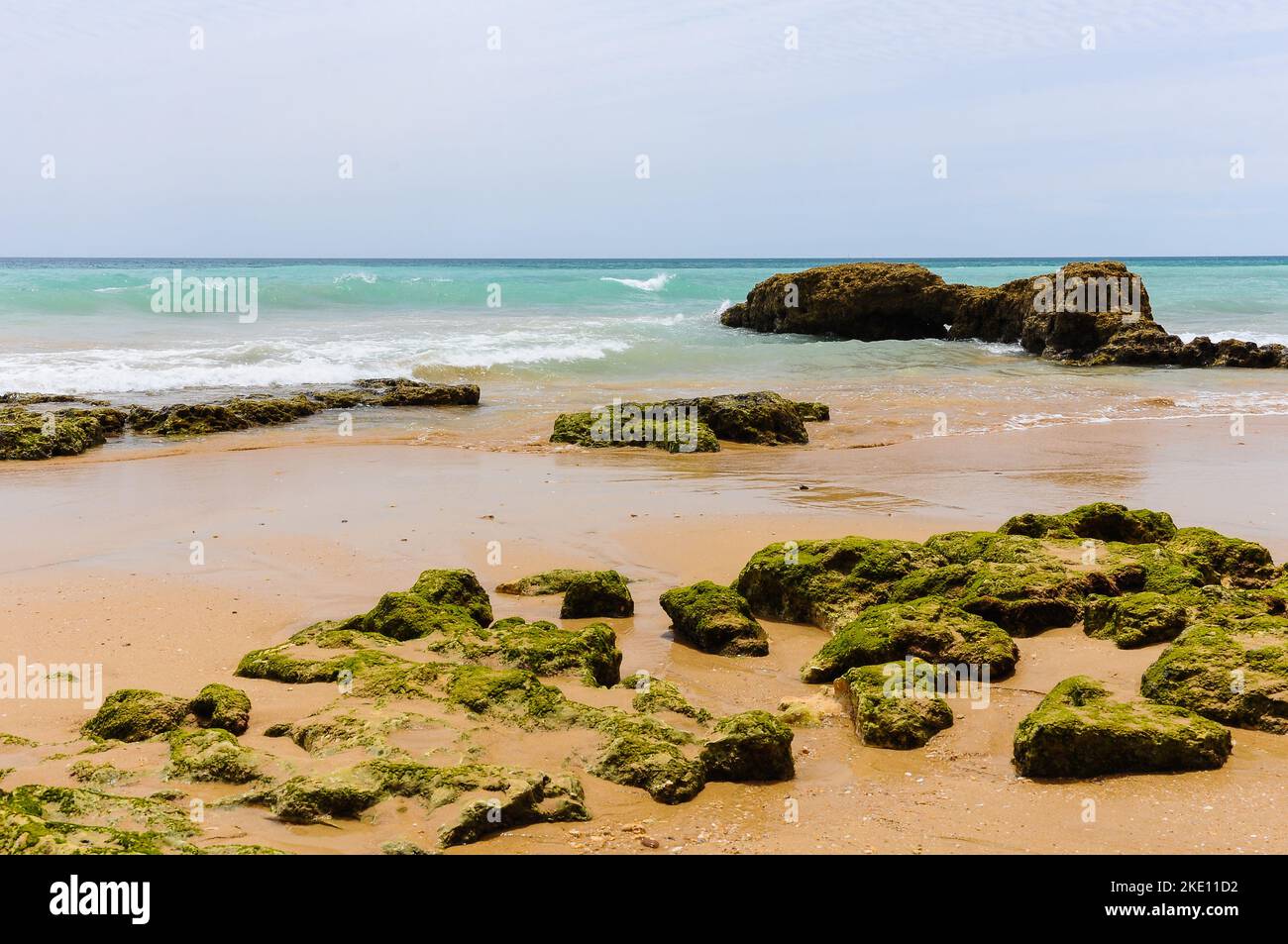 Tres Castelos beach and Atlantic Ocean in Portugal Stock Photo - Alamy