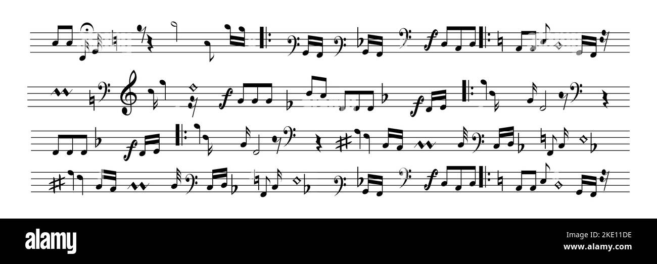 Music staff. Sheet with musical notes for piano orchestra concert, page ...