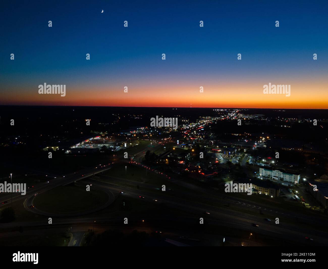 A dramatic scenery of late evening sunset in the city of Hattiesburg ...