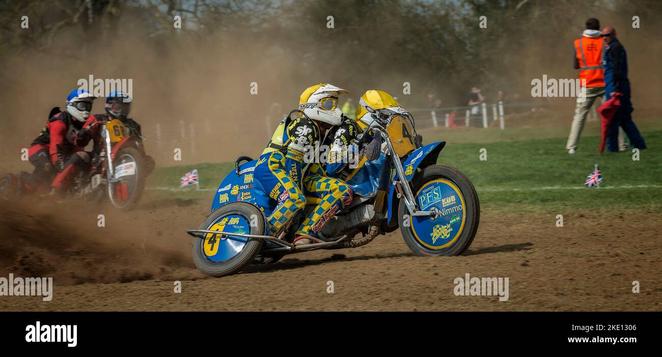 The grasstrack racing in Swingfield Minnis. Kent, England Stock Photo ...