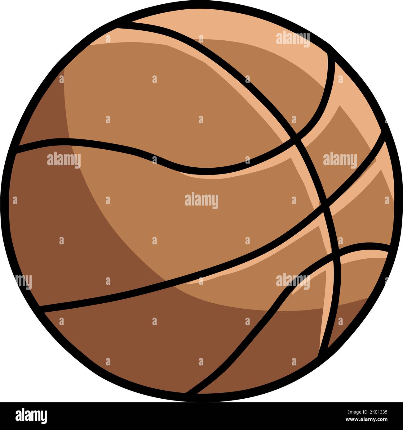 A cartoon-style basketball ball isolated on a vertical white background ...