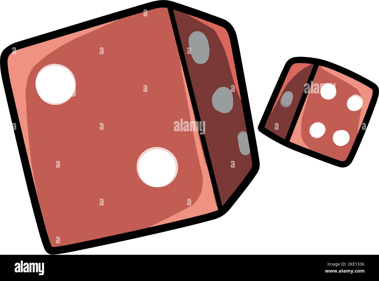 The cartoon-style red dice isolated on a white background Stock Vector ...
