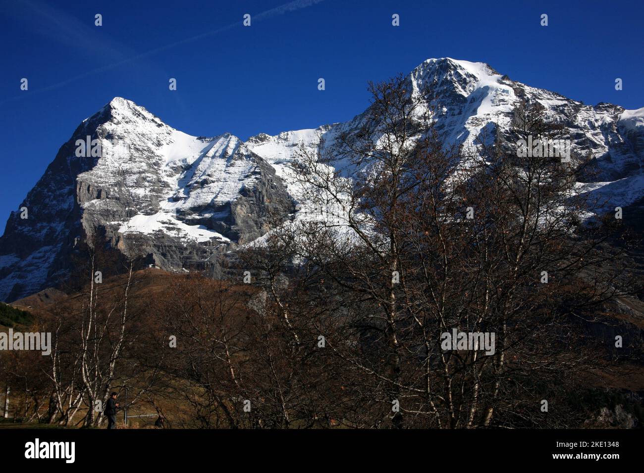 A beautiful shot of Eiger and Monch in Bernese Oberlandin Switzerland ...