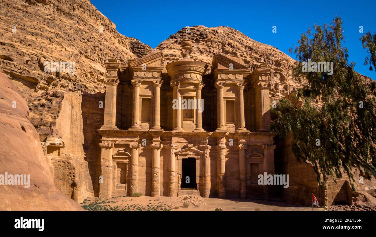The mesmerizing landscape of the historic Petra Monastery in Jordan ...